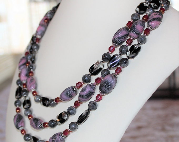 Vintage Pink Frosted Opal Glass Beads, Frosted Glass Opals, Cherry ...