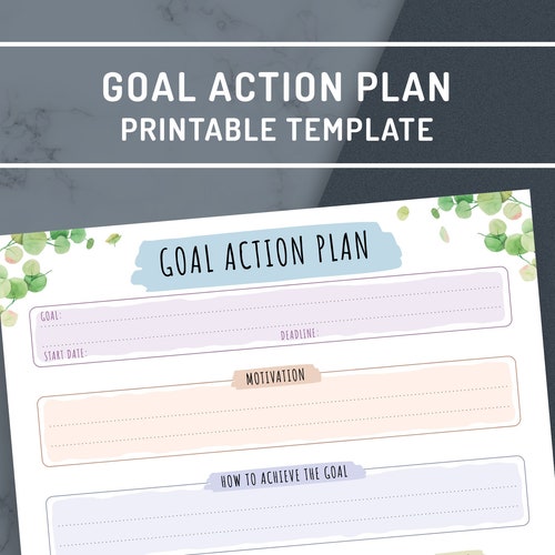 Goal Action Plan Printable Template Goal Setting Planner | Etsy
