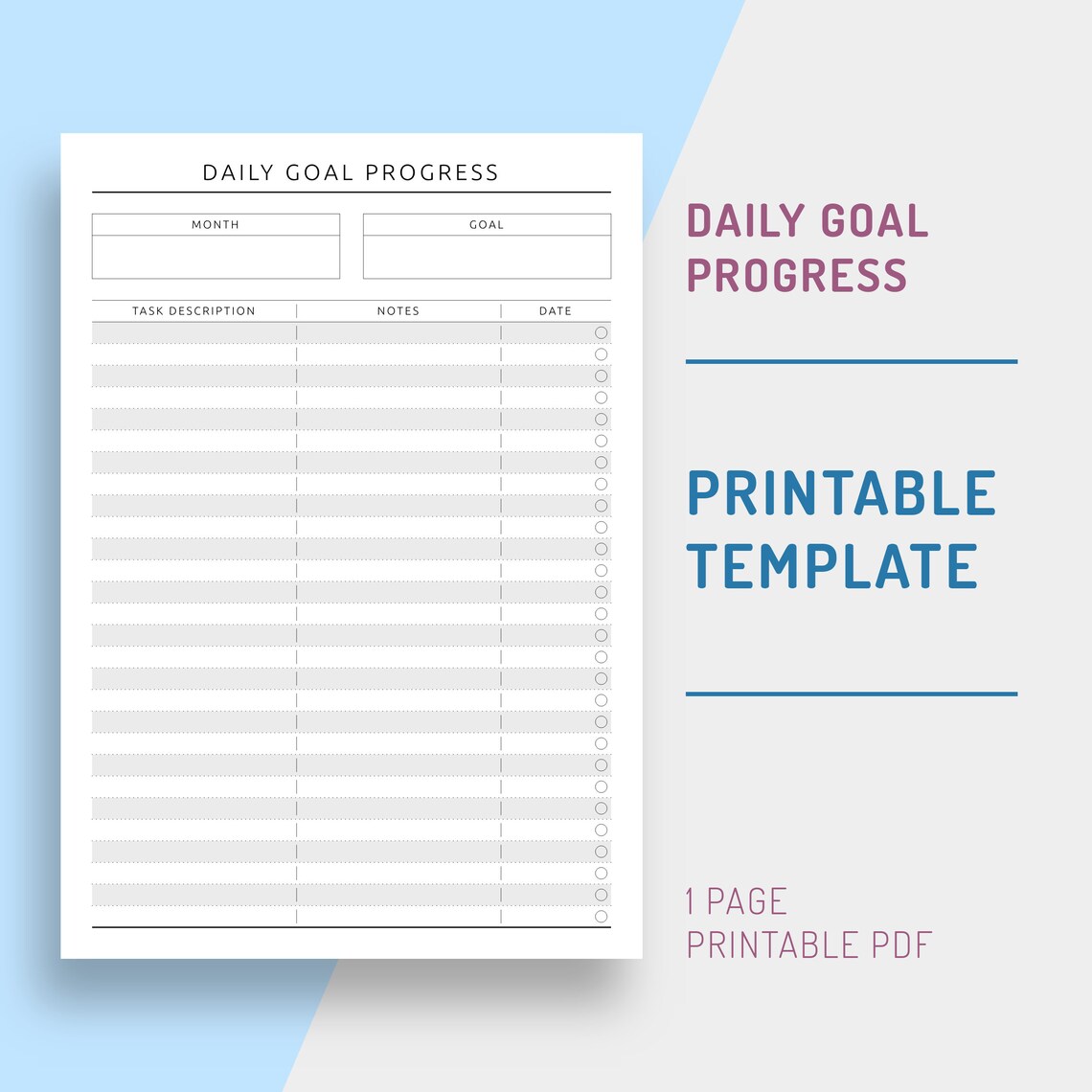 Daily Goal Progress Tracker Personal Goal Setting Template | Etsy