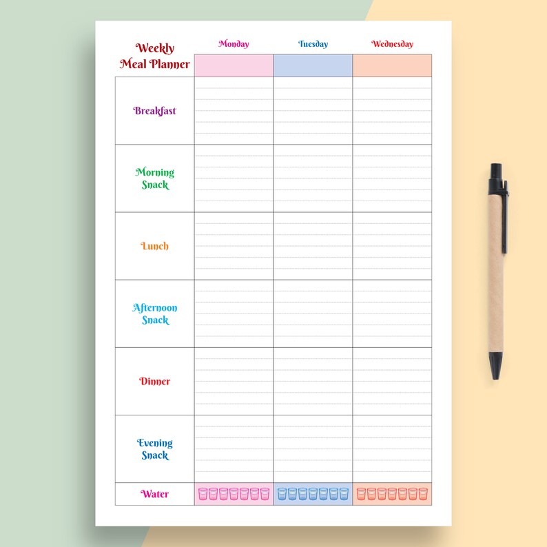 Weekly Meal Planner Template With Snacks Hacgp