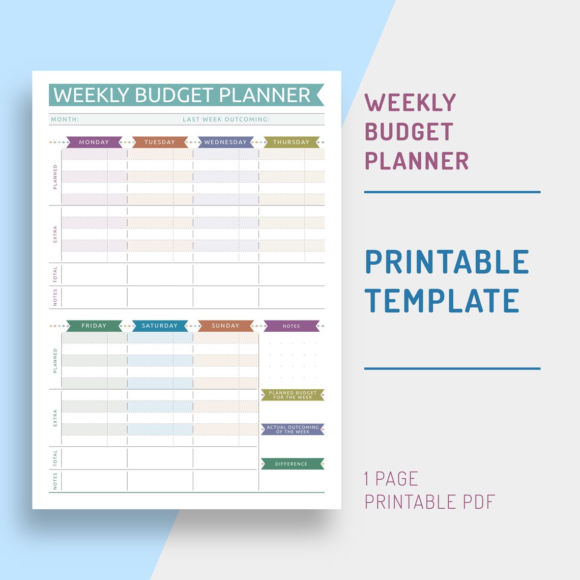 Business weekly budget planner template - backupfeti