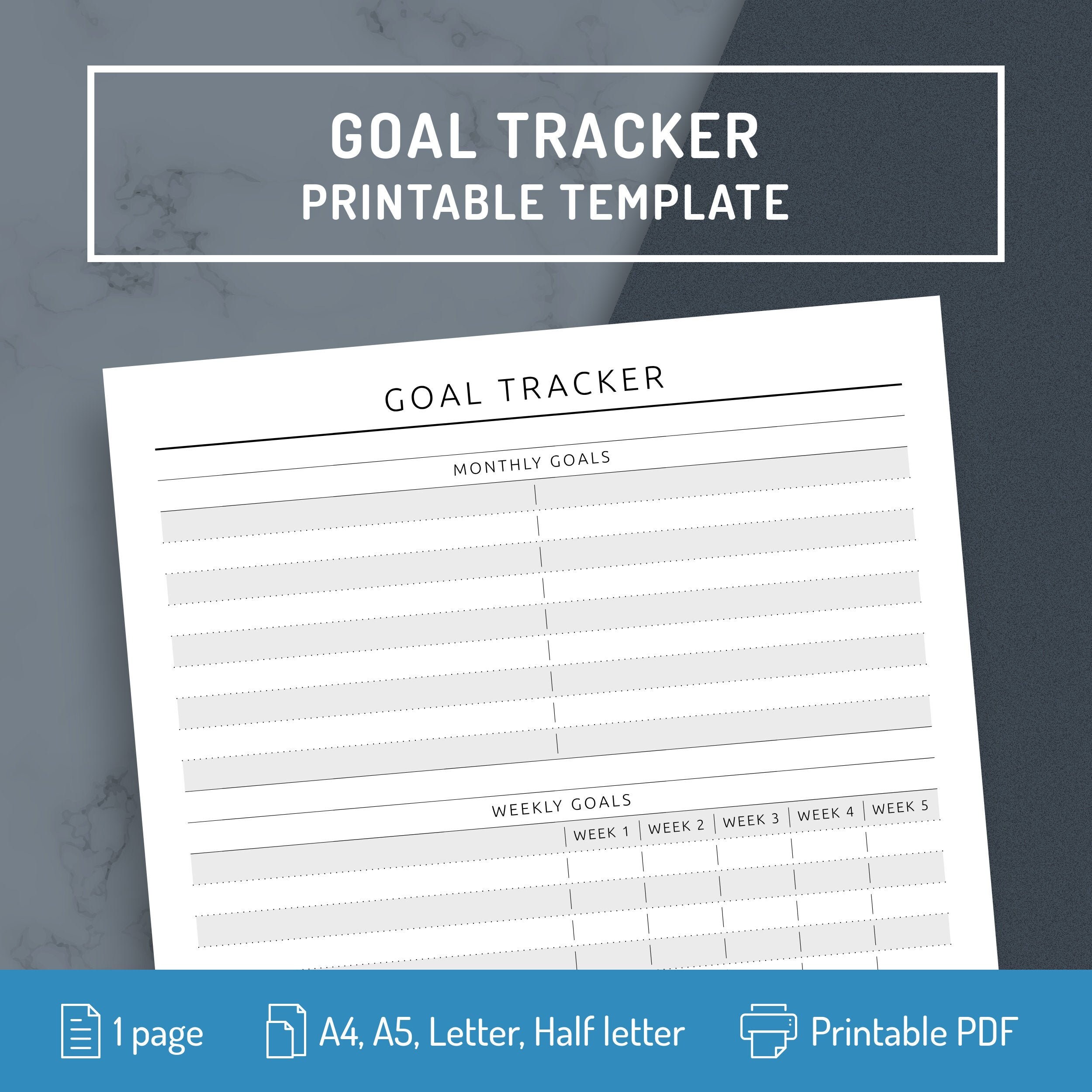 Paper & Party Supplies Goal Setting Templates for 2021 Half Letter ...