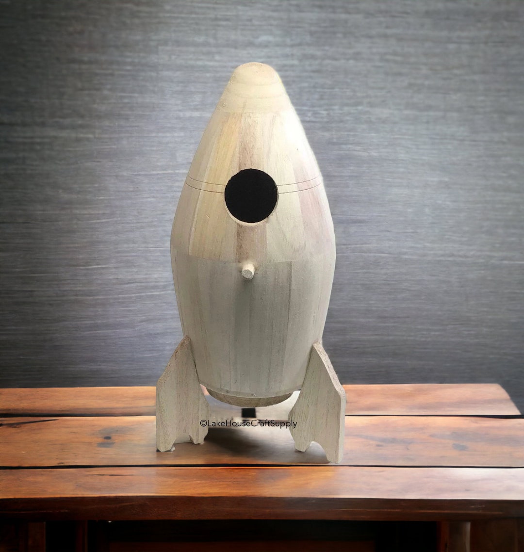 Unfinished Wood Rocket Ship Shaped Birdhouse Wood - Etsy