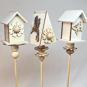 Floral Picks. VARIETY Plain Wood Picks DIY. Unfinished Birdhouse Picks ...