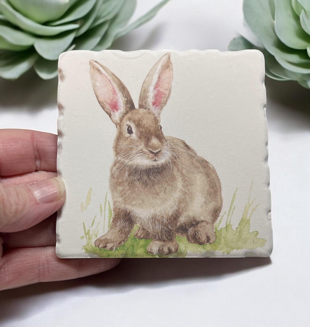 4 Bunny Rabbit Tiles. Rabbit Theme Tiles. Easter Gift Rabbit Paintings ...