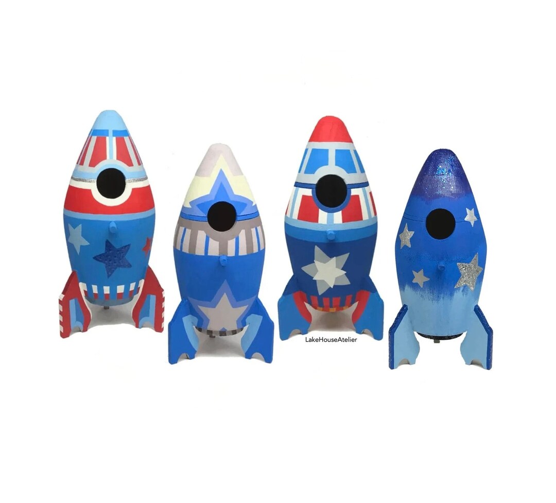 Birdhouse, OOAK Rocketship Birdhouse. Spaceship Birdhouse. Outer Space ...