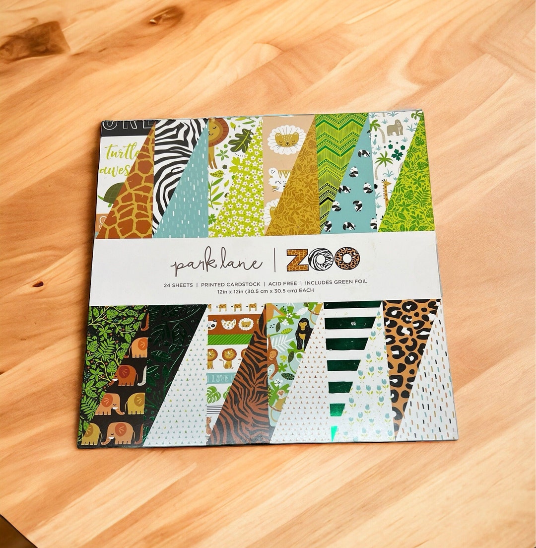 Zoo Animals Theme Scrapbook Papers. 24 Sheets ZOO Scrapbook Cardstock ...