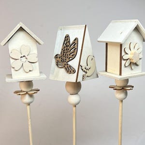 Floral Picks. VARIETY Plain Wood Picks DIY. Unfinished Birdhouse Picks ...