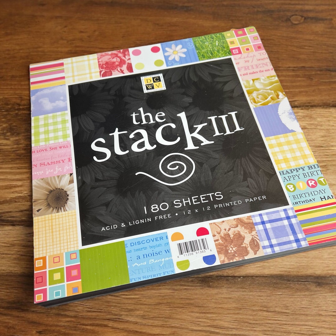 Paper. Scrapbook Paper Stack, 180 Sheets. Plaid. Dots. Flowers. Words ...