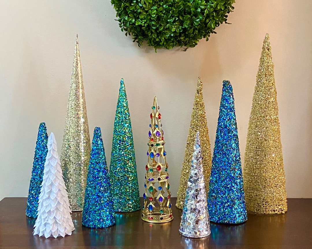 Assorted Cone Trees. Beaded Cone Trees. Fancy Golden Conical - Etsy