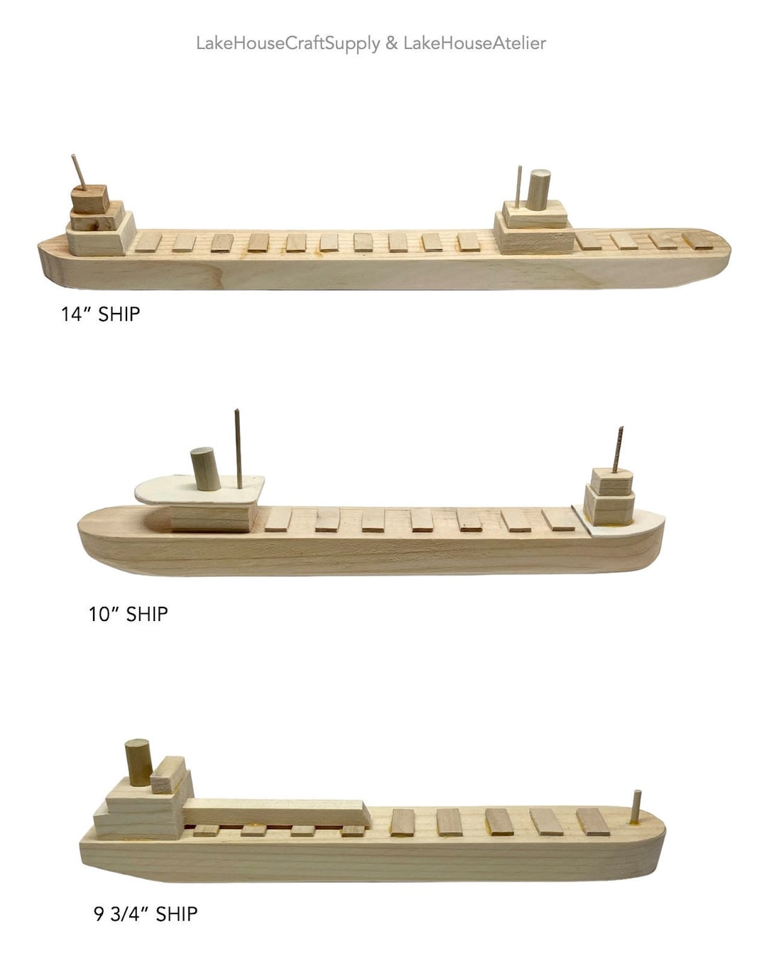 Boat, Assorted Wood Model Great Lakes Freighters. Unfinished Cargo Ship ...
