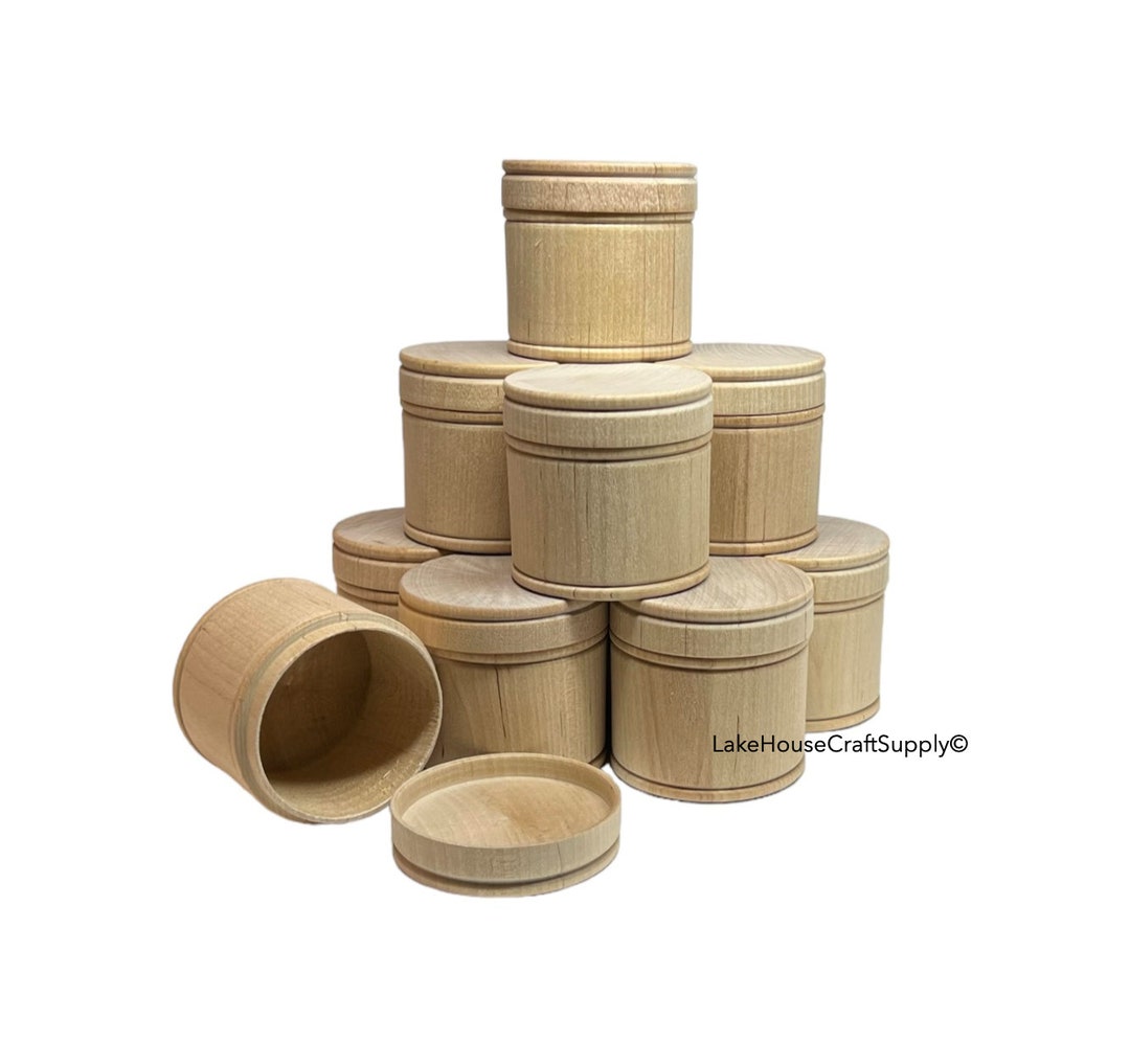 BULK Ten Plain Wood Round Boxes. BULK Ten Unfinished Wood Small ...