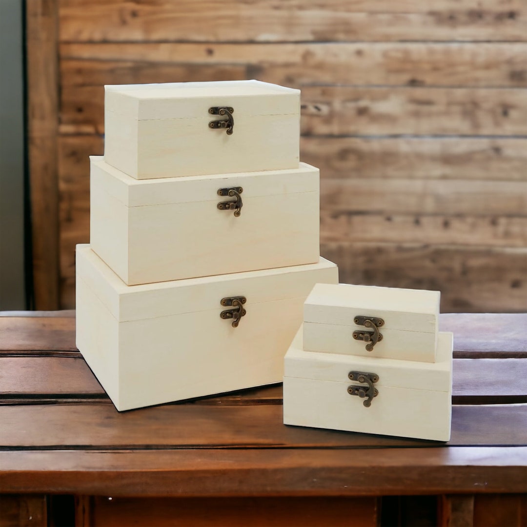 Boxes, SET Five Plain Wood Nesting Boxes. Nesting Chests DIY. 5 ...