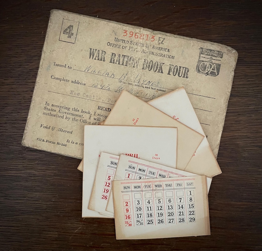 WW2 War Ration Book New Castle PA Original Stamps & Calendars Vintage ...