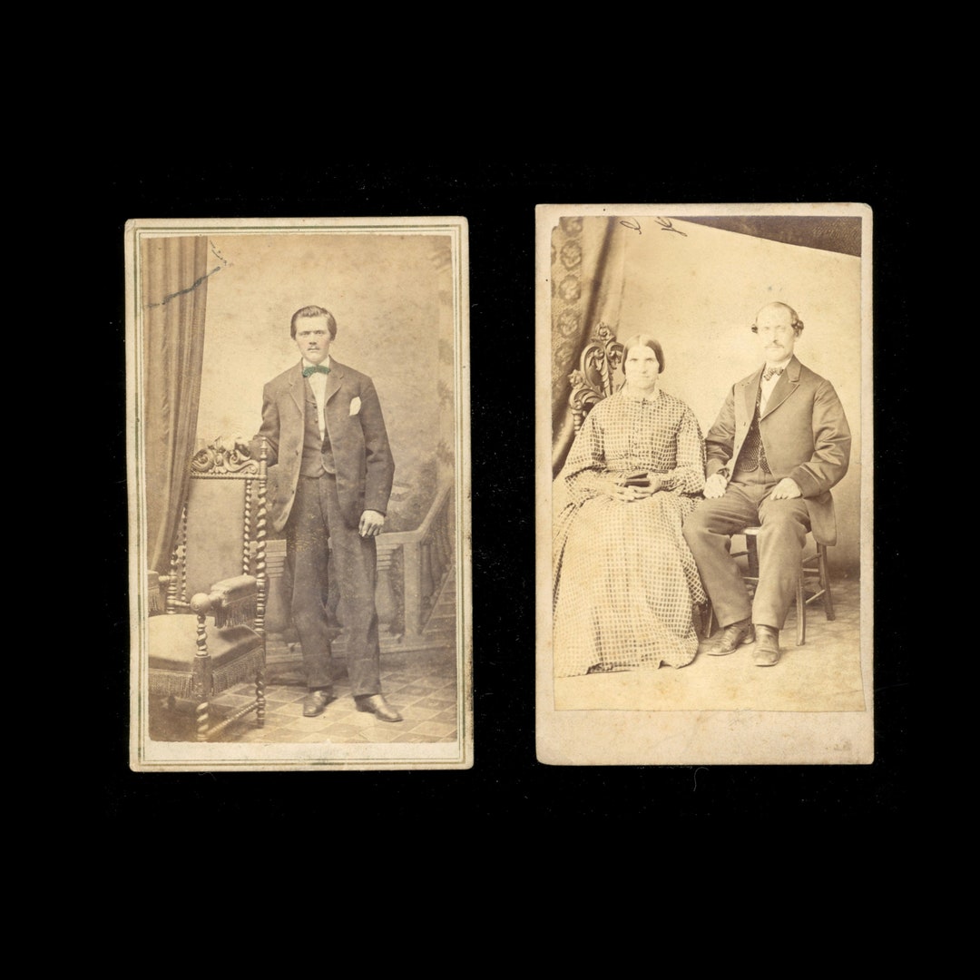 Pair of 2 Victorian Era CDV Photographs / Civil War Couple & Young Man ...