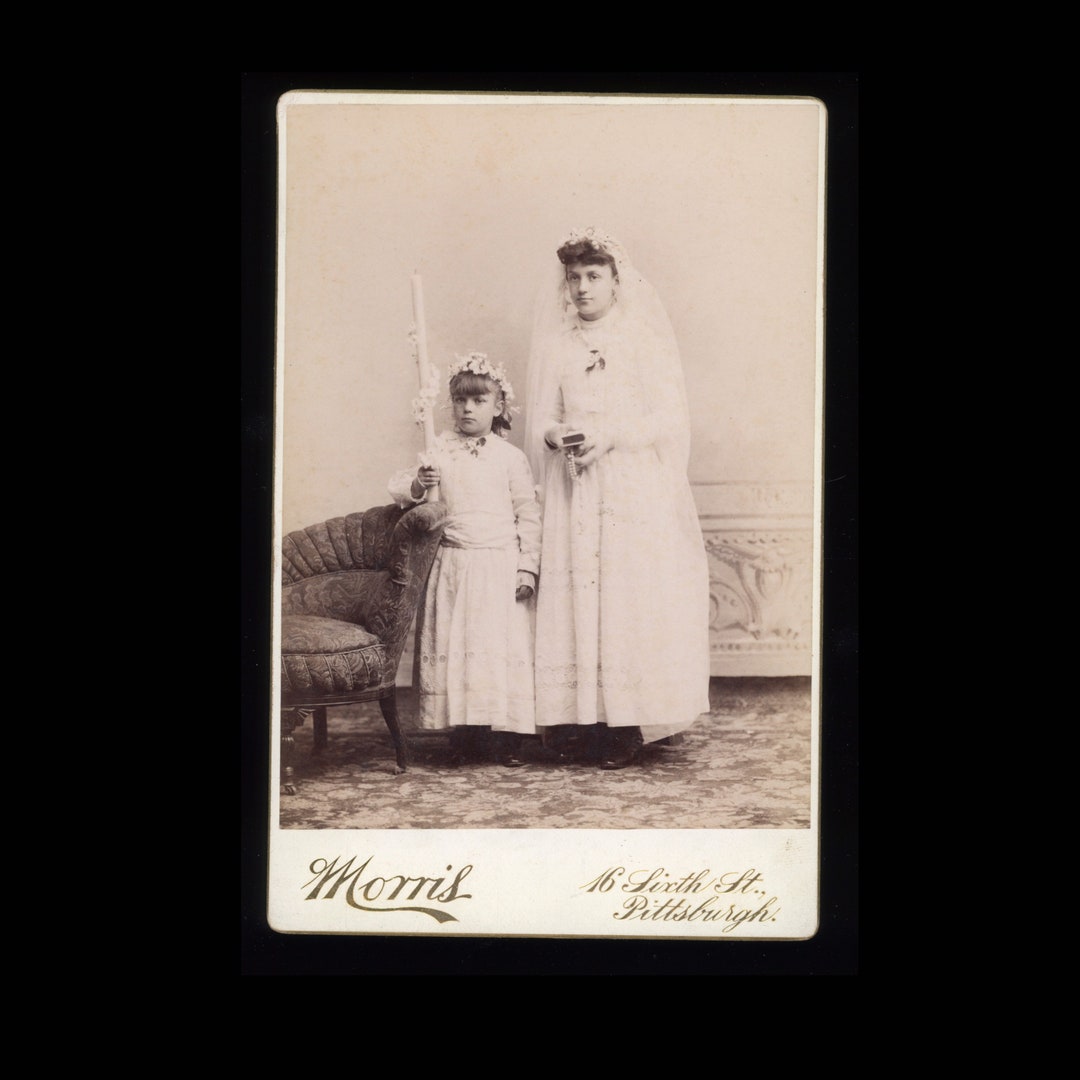 Victorian Cabinet Card Photograph / First Communion / Young Girls ...