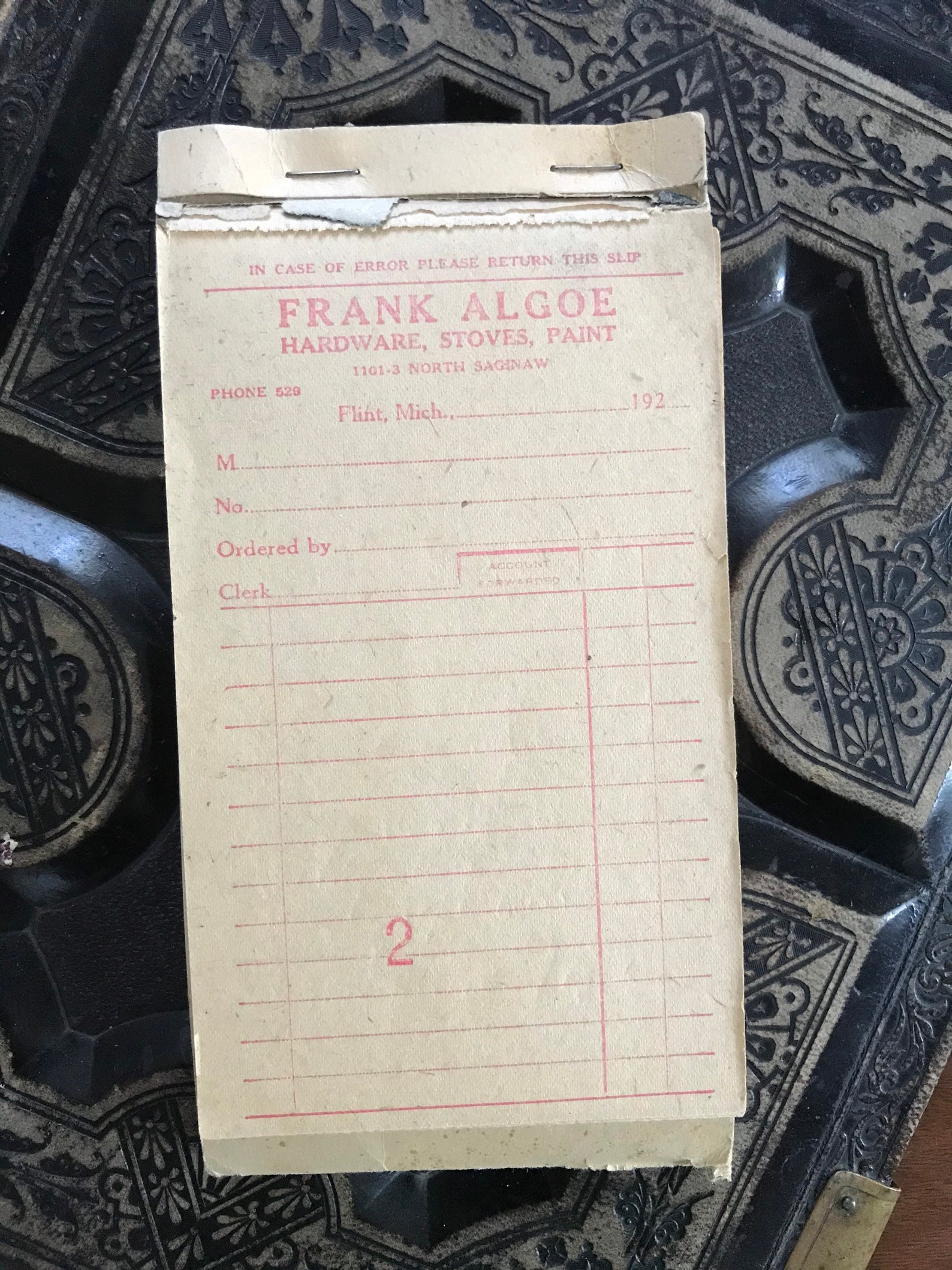 Antique 1920s Hardware Store Advertising Receipt Book / Flint Michigan ...