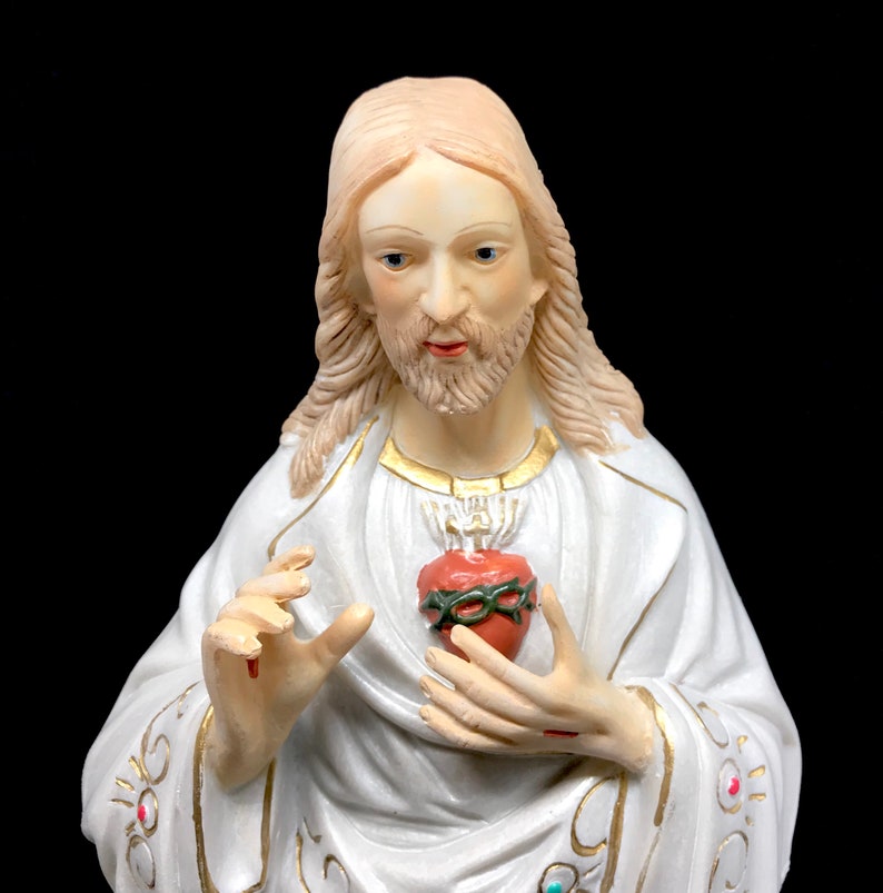 Vintage Religious Icon Jesus Statue / Scared Heart / Catholic | Etsy
