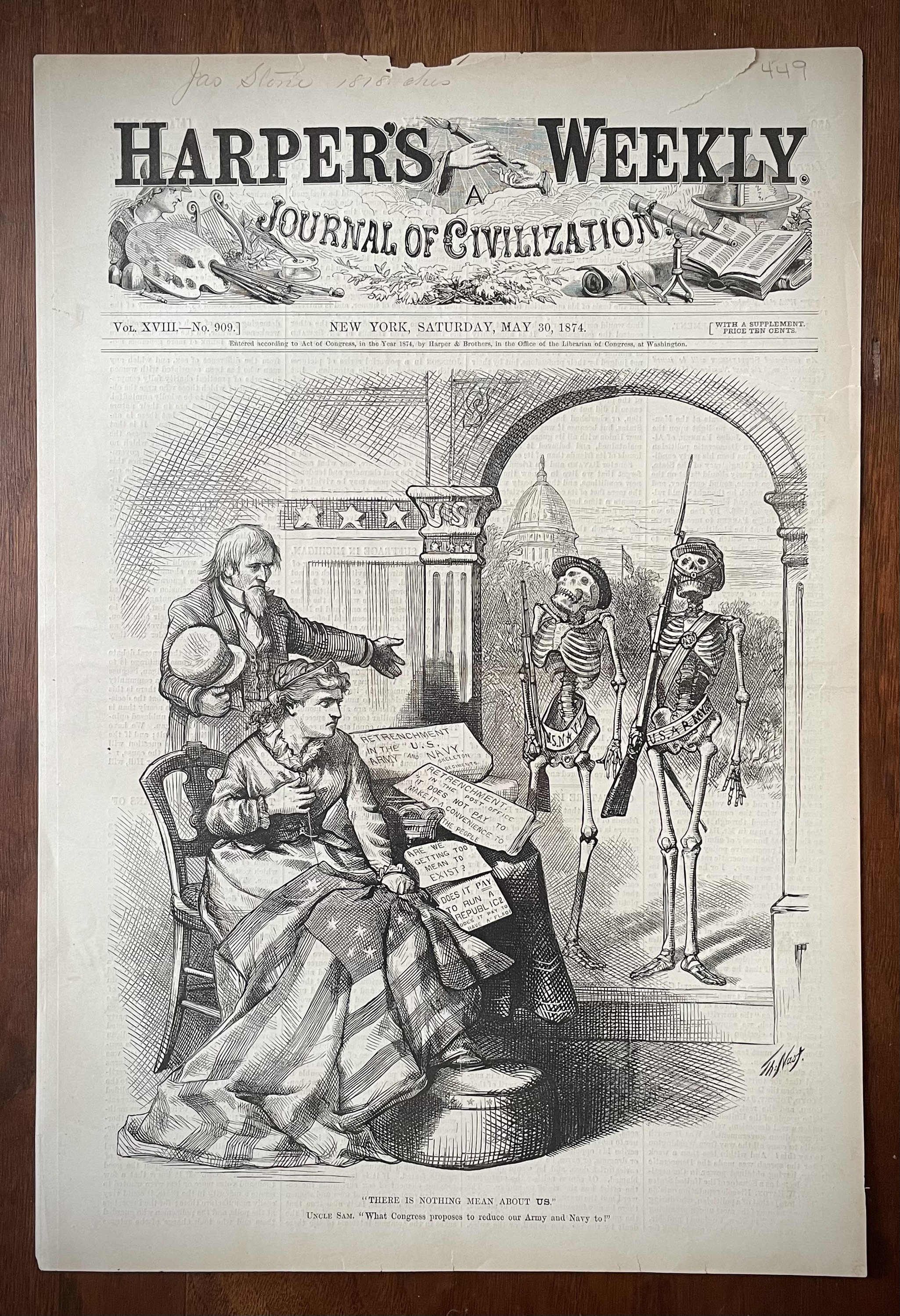 Magazine Harpers Weekly Wood Cut Engraving Print Political Satire ...