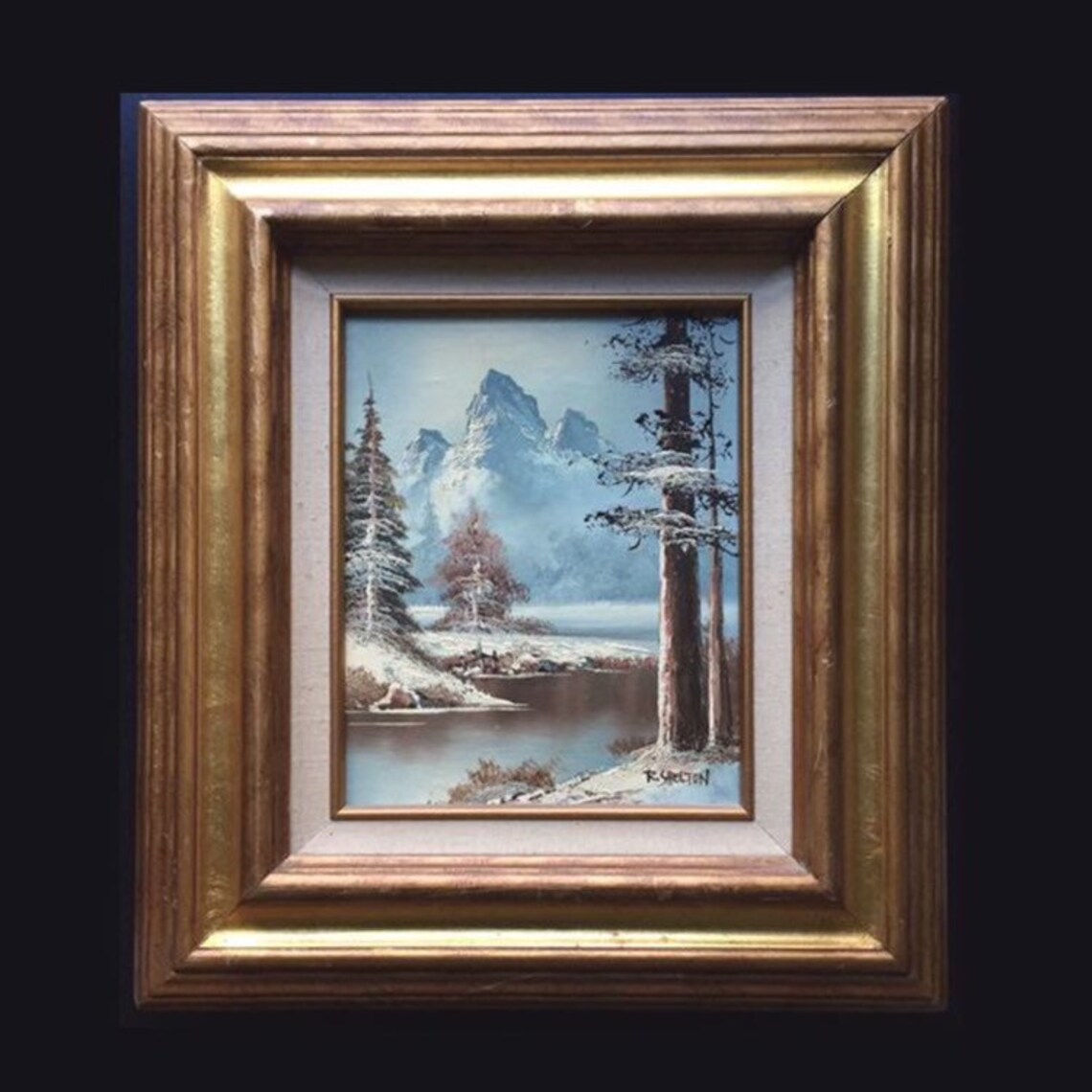 Vintage Richard Shelton Oil On Canvas Scenic Winter Landscape | Etsy
