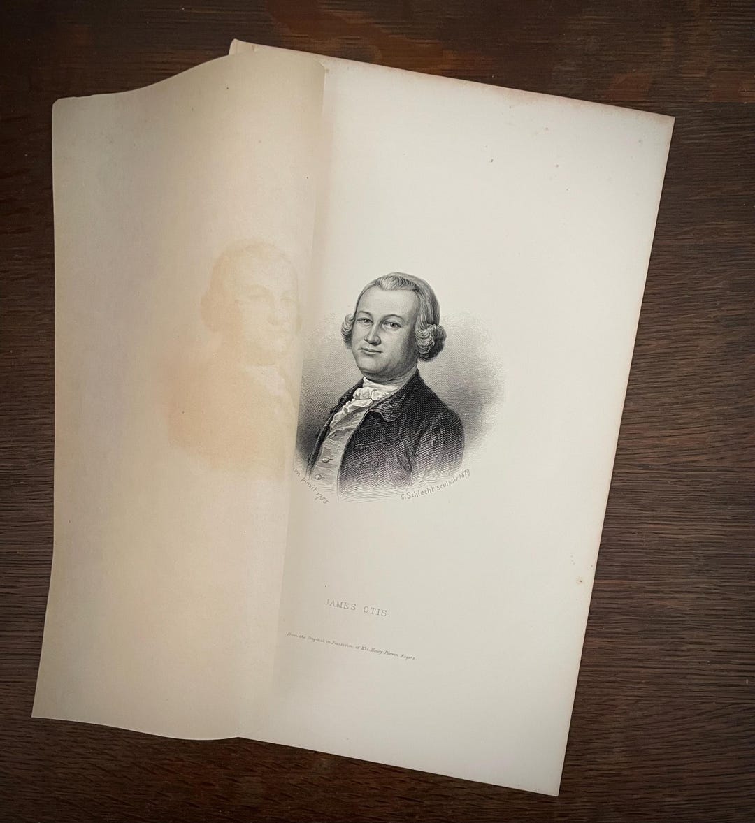 JAMES OTIS Engraving Original From Copper Revolutionary War C. Schlecht ...