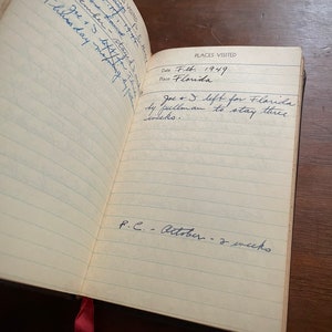 Vintage Travel Log Notebook / 1940s - 1950s With Notations / Cincinnati ...
