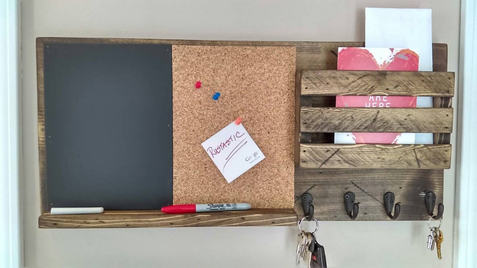 Cork Board and Chalk Board Mail Organizer | Etsy