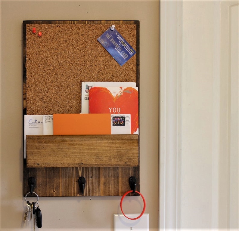 Corkboard With Front Mail Holder | Etsy