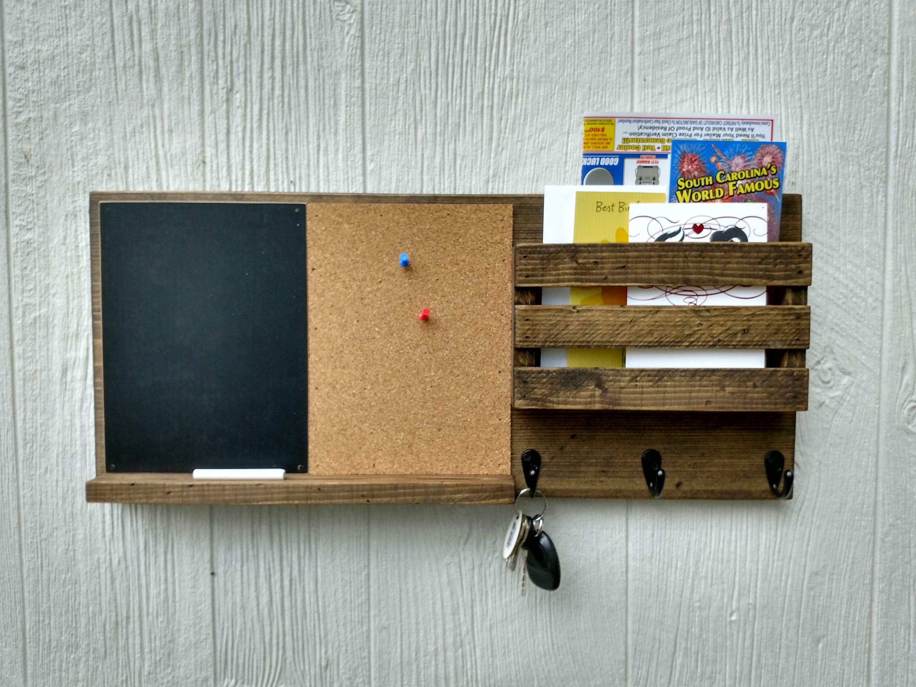 Cork Board and Chalk Board Mail Organizer | Etsy