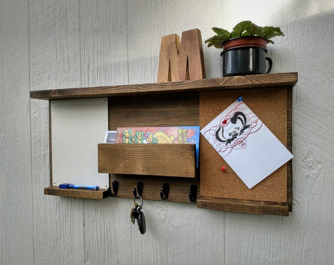Mail Organizer Cork Board White Board Message Center Coat Rack Jar Vase ...