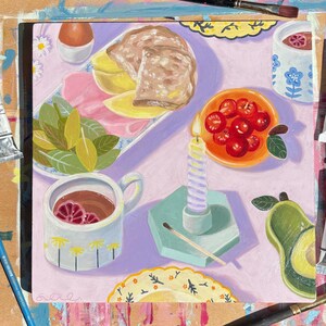 Still Life Table, Original Oil Painting on Cradled Wood Panel (25.5 X ...