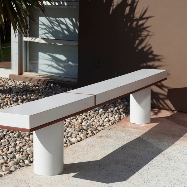 Wood and Concrete Bench - Etsy