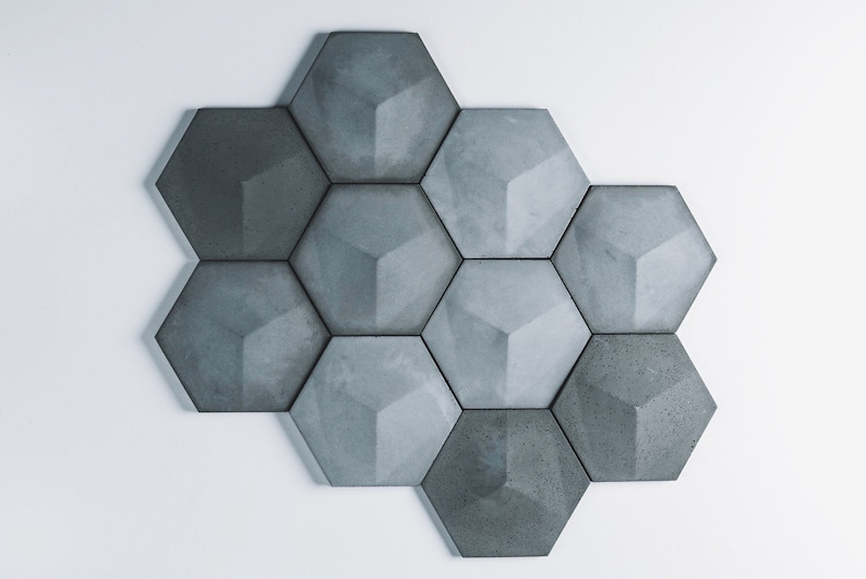 3D Concrete Hexagon Tiles Custom Set, Handmade UHPC Set of 4 ...