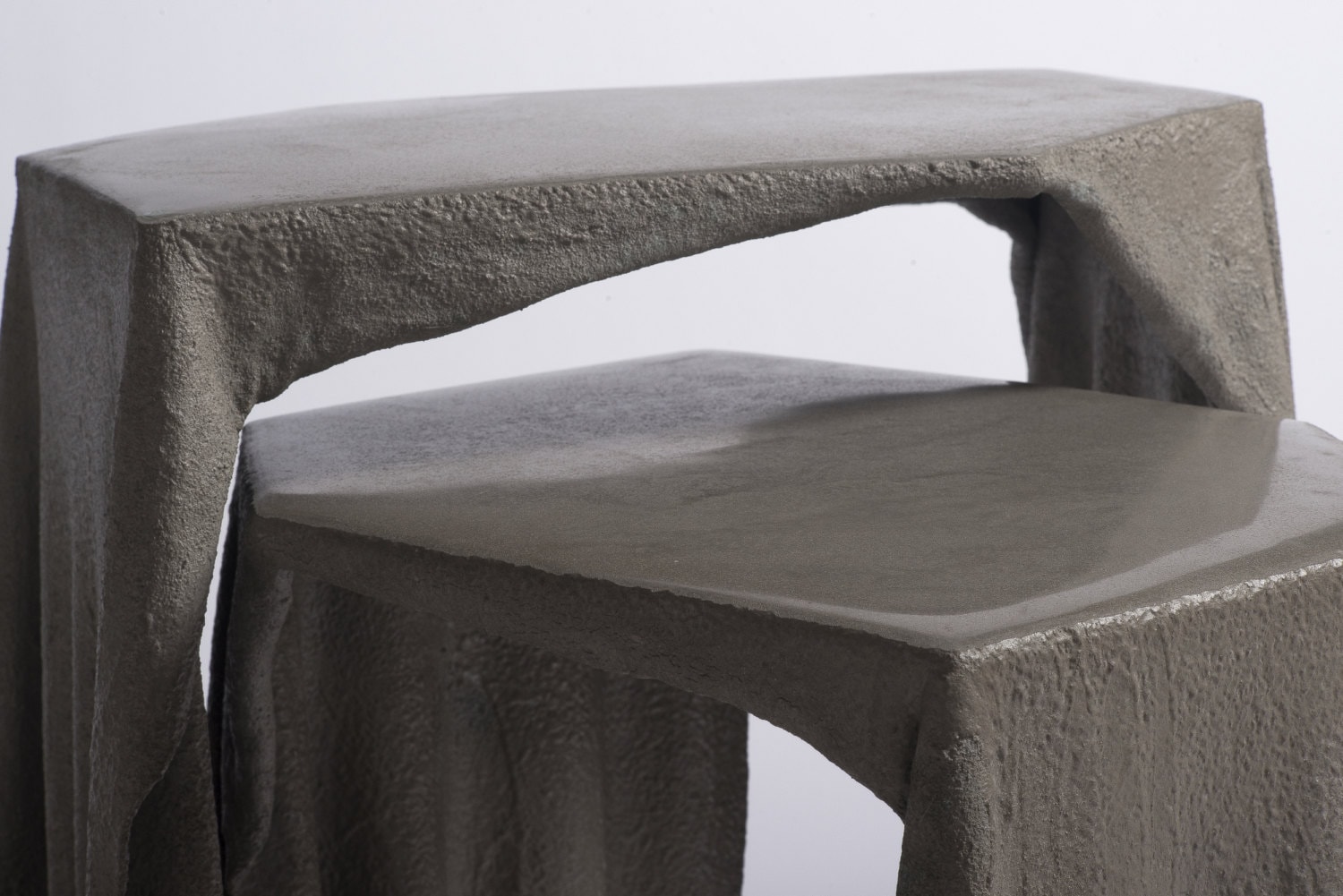 Modern Natural Form Fabric Concrete Coffee End Table - Etsy