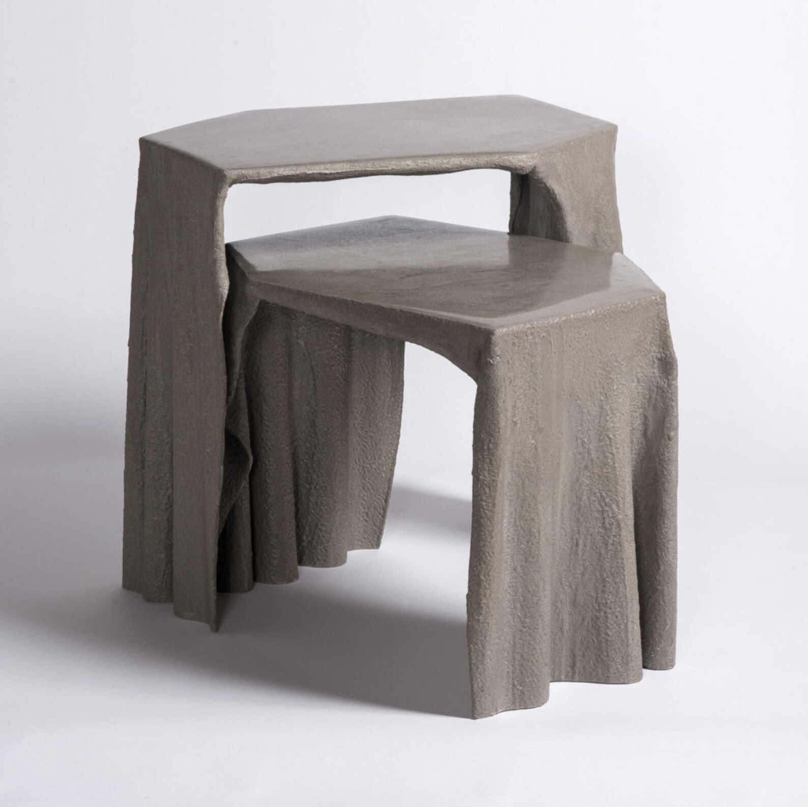 Modern Natural Form Fabric Concrete Coffee End Table - Etsy