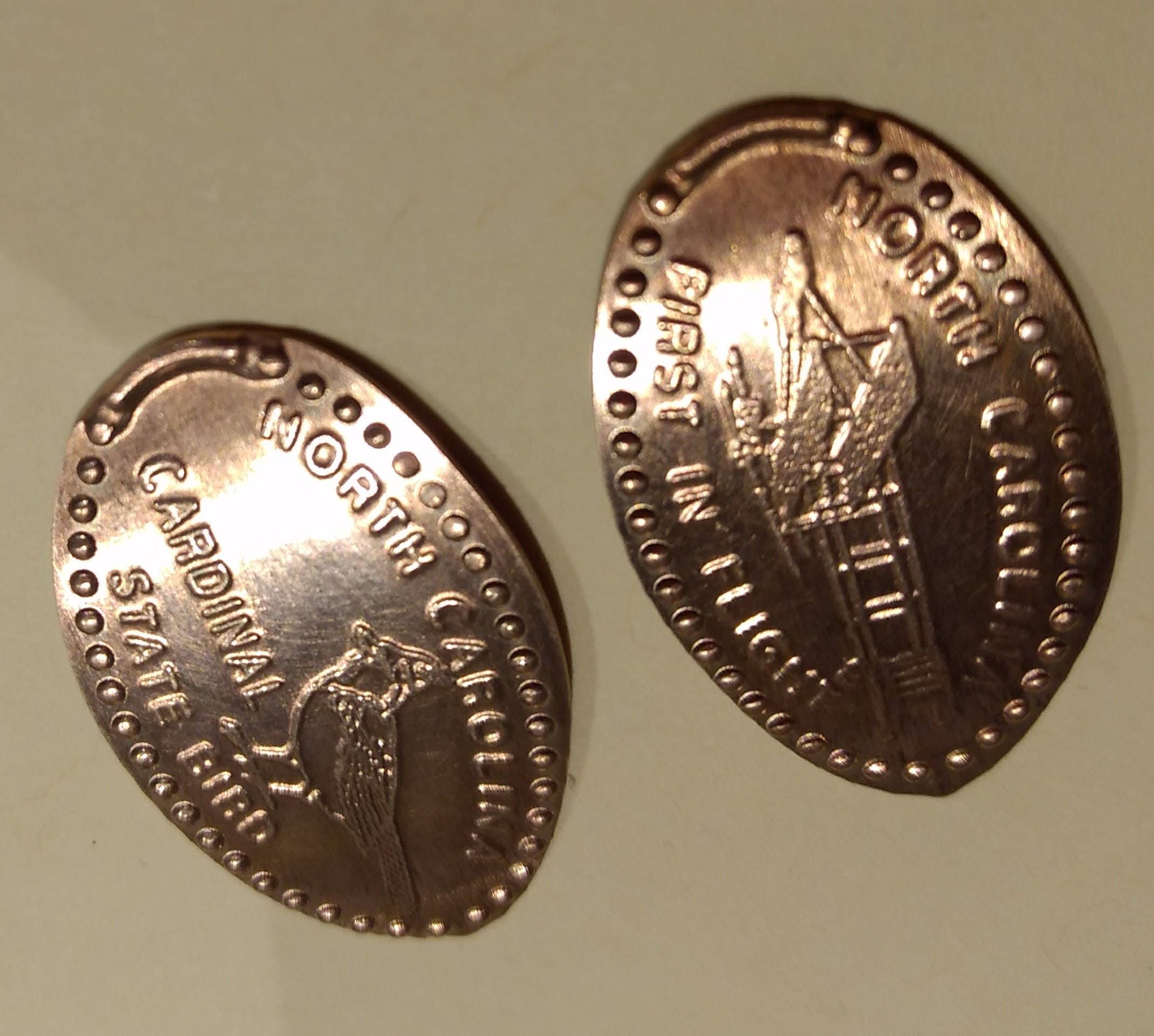 2 North Carolina Copper Elongated Pressed Pennies - Etsy