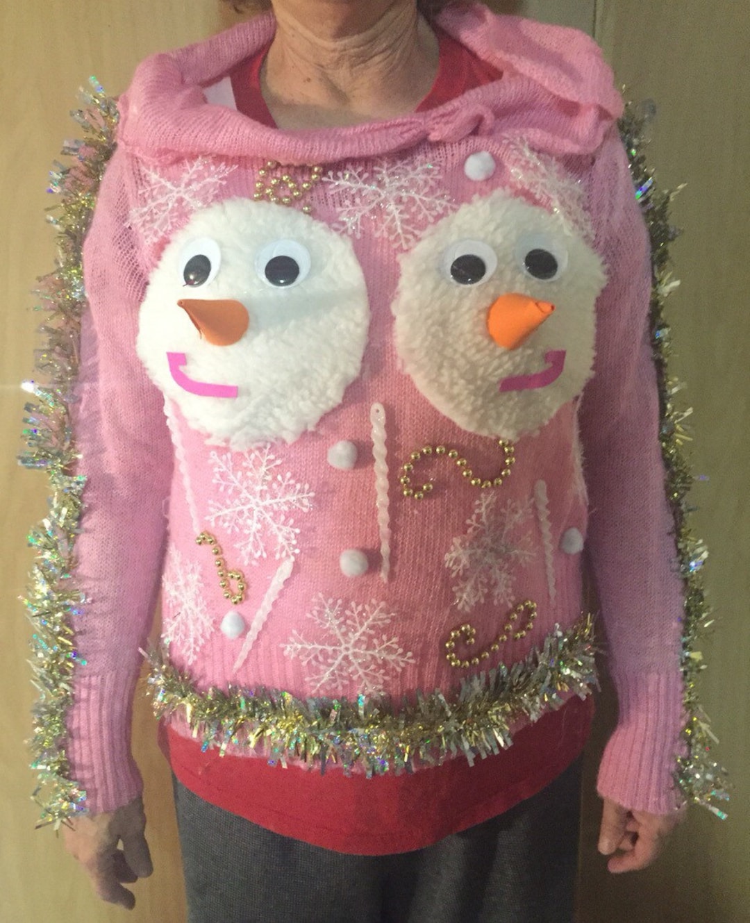 SEXY Hilarious Women's Vision in Pink Snowman Boobs Tacky Christmas ...