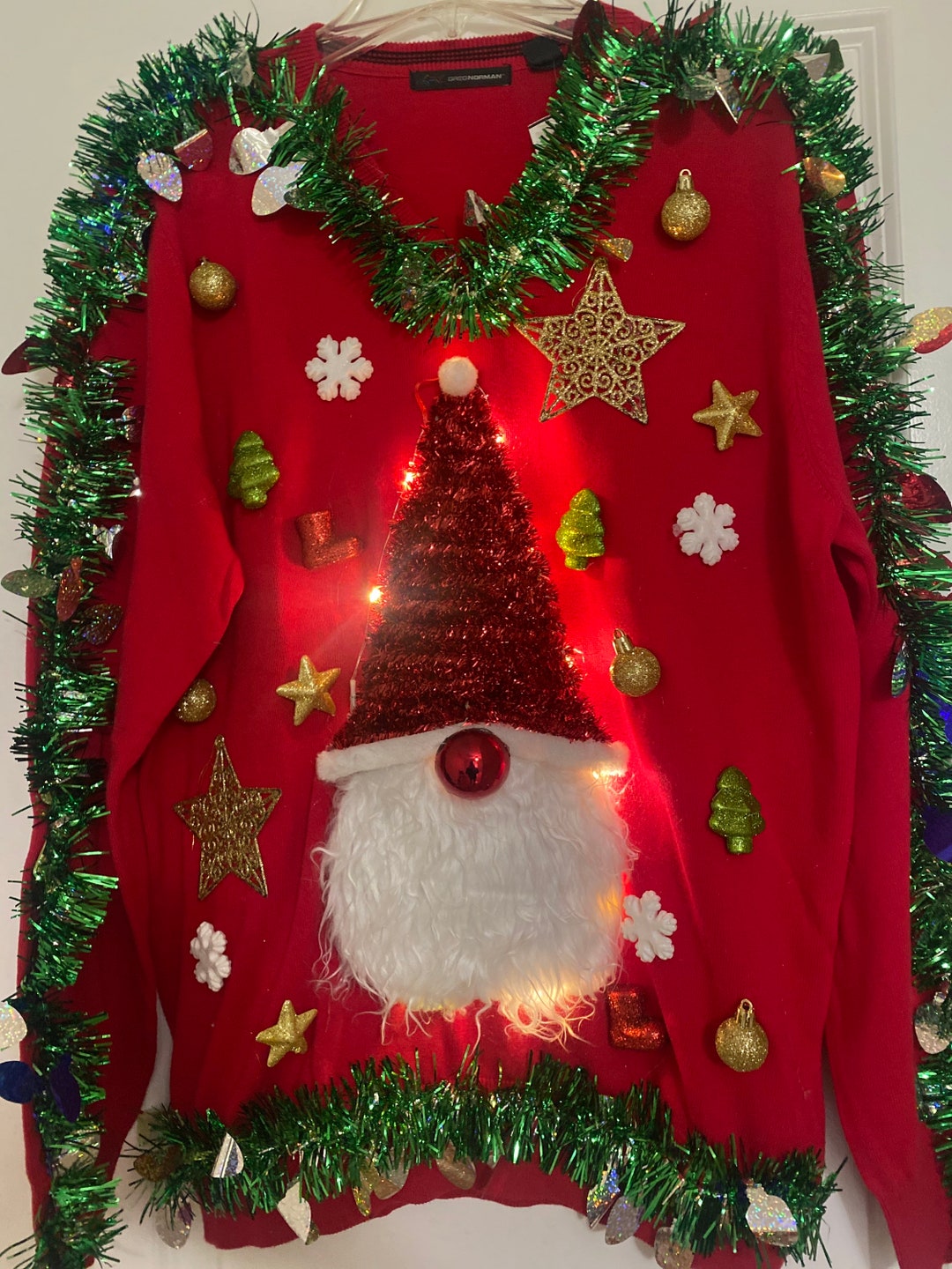 Light-up Santa Gnome Ugly Christmas Sweater: Tacky Holiday Party - Etsy