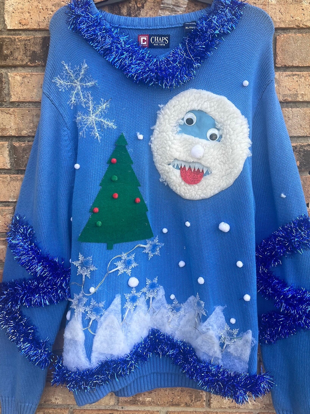 Bumble the Abominable Snowman Tacky Ugly Christmas Sweater * Lights UP ...