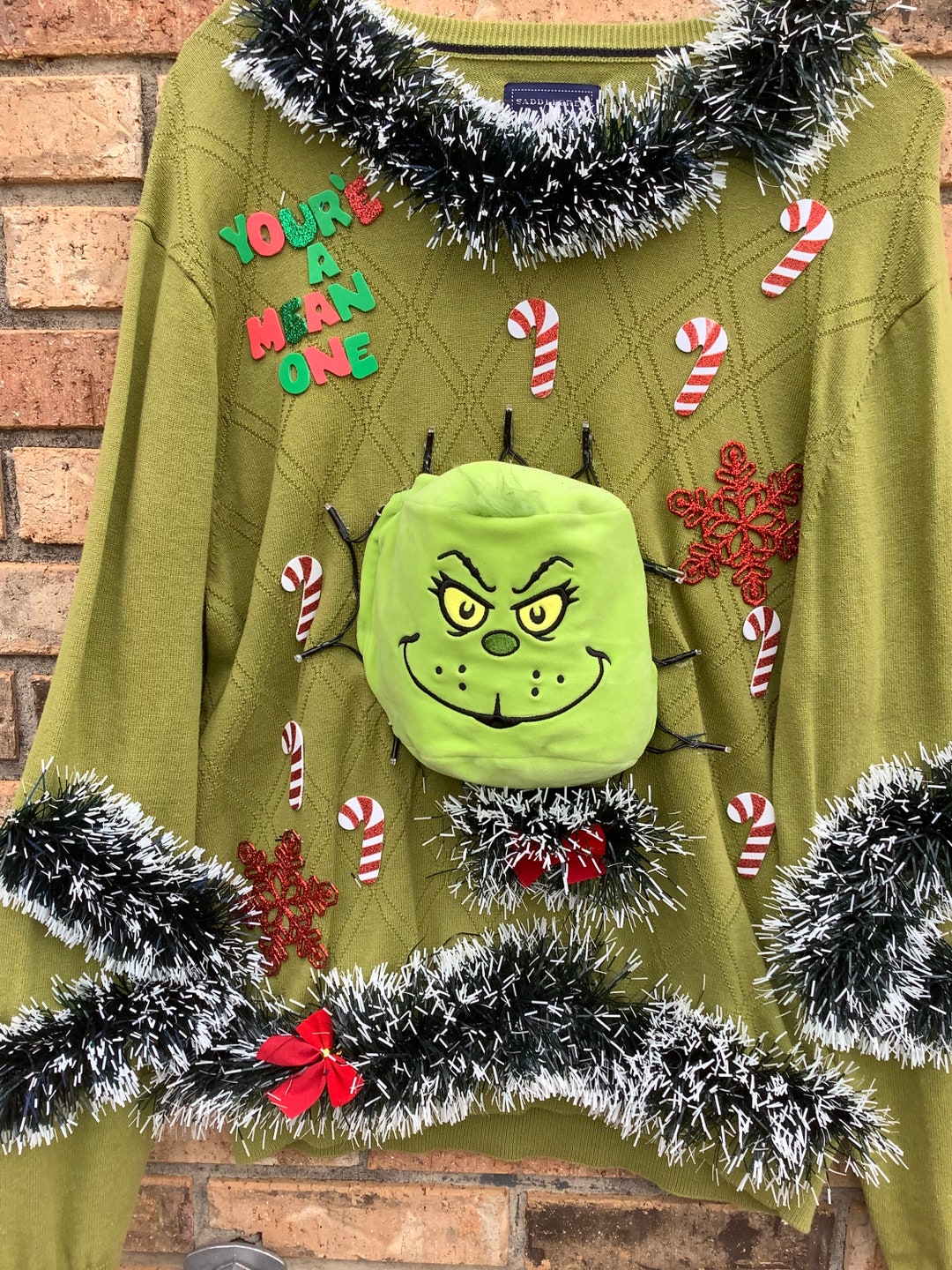 Youre a Mean One Funny Tacky Christmas Sweater New Mens Size Mdium - Etsy
