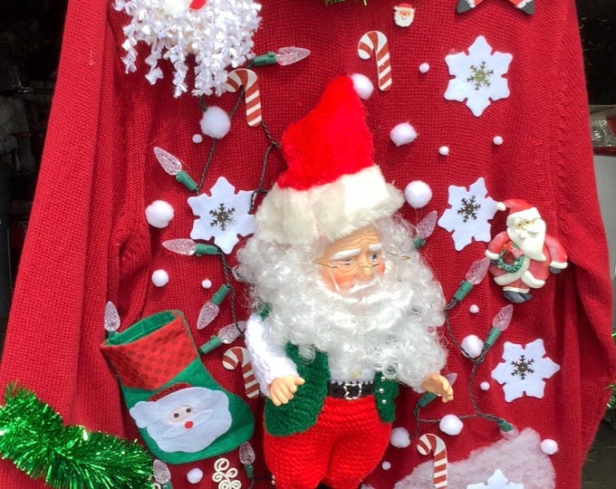 WINNER, 50 Lights,tacky Ugly Funny Christmas Sweater,mens Xl,red Merry ...