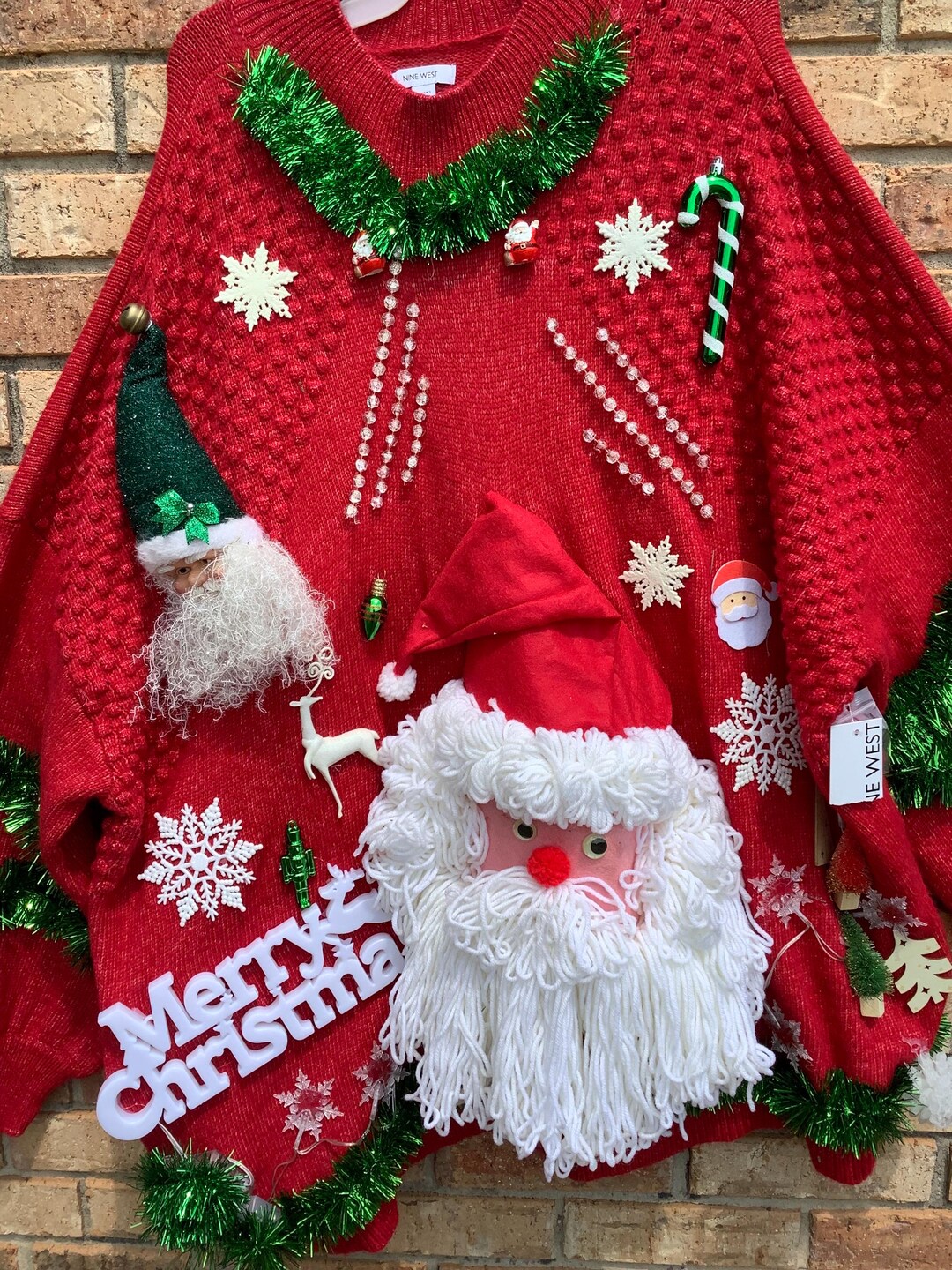 Merry Christmas,bushy Cheerful Santa Tacky Sweater,light up Letters and ...