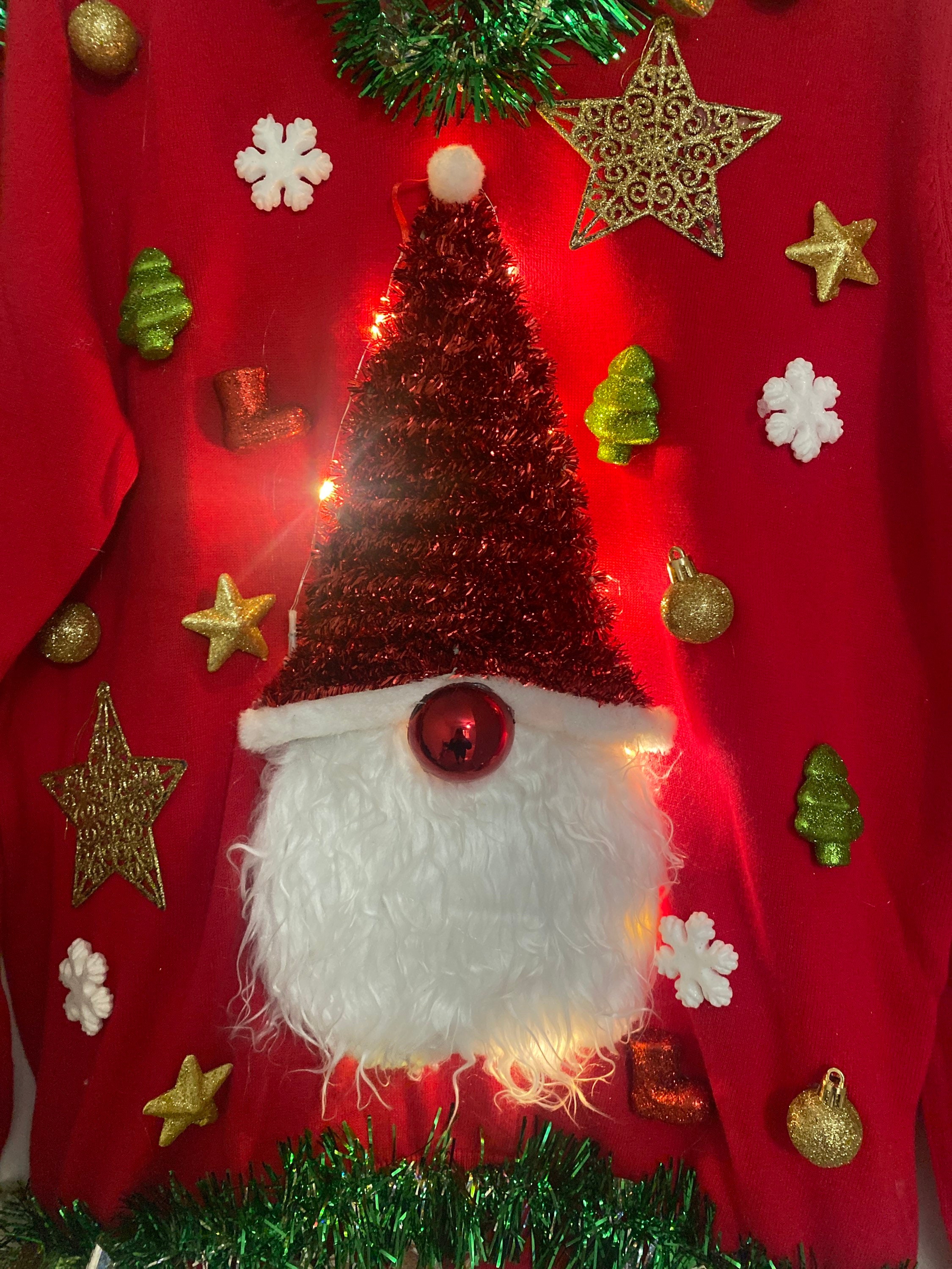 Light-up Santa Gnome Ugly Christmas Sweater: Tacky Holiday Party - Etsy ...