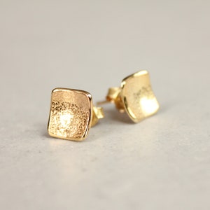 Gold Square Stud Earrings, Large Gold Square Studs, Vermeil Square Stud ...
