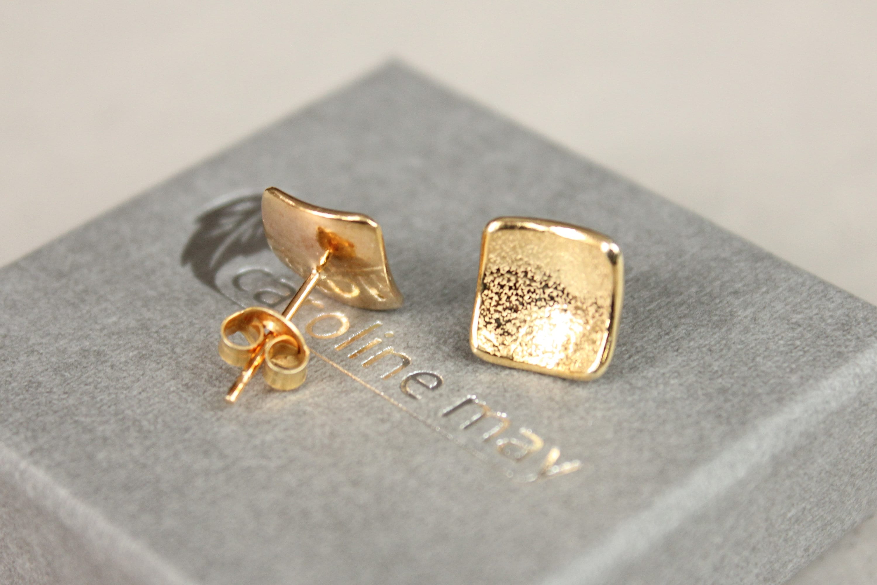 Gold Square Stud Earrings Large Gold Square Studs Vermeil - Etsy UK
