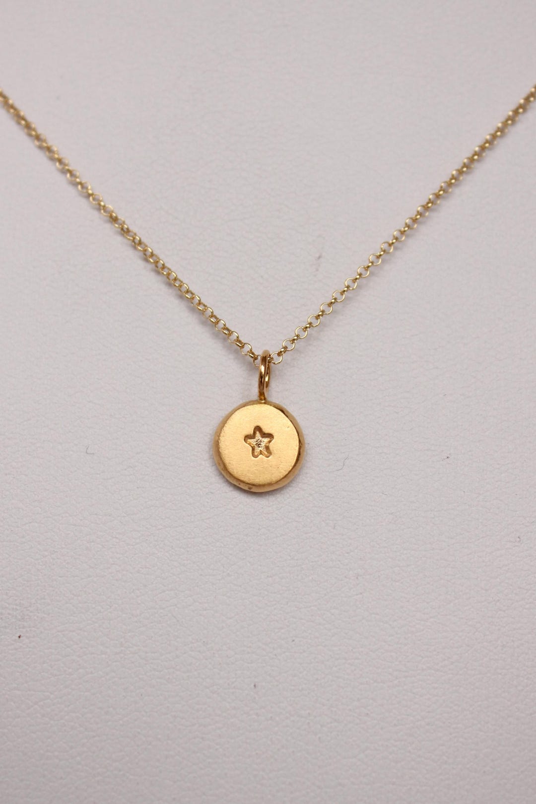 Gold Star Necklace, Gold Star Pendant, Gold Pebble Necklace, Vermeil ...