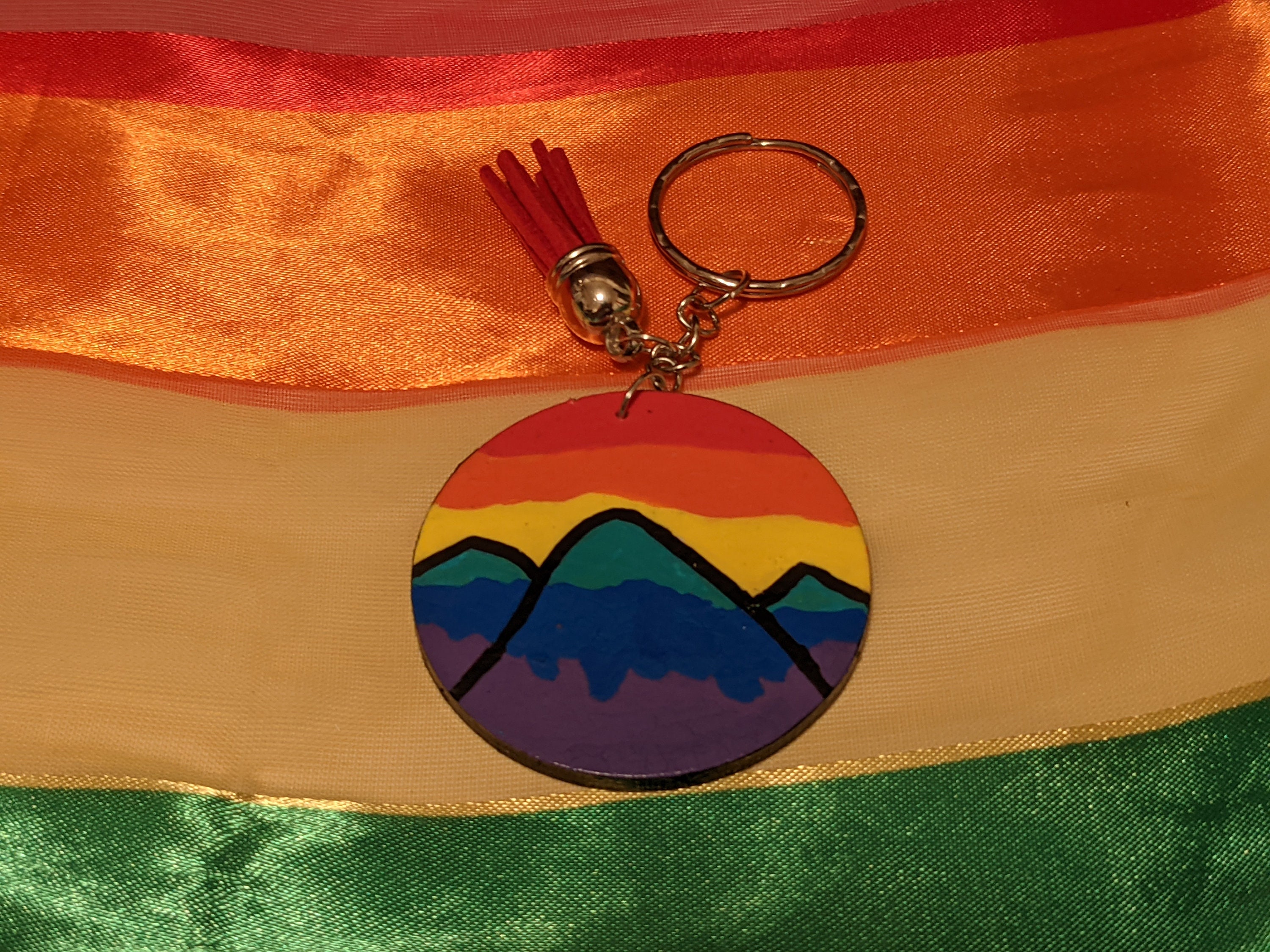 Hand-painted Pride Flag Mountain Range Wooden Keying LGBTQIA - Etsy
