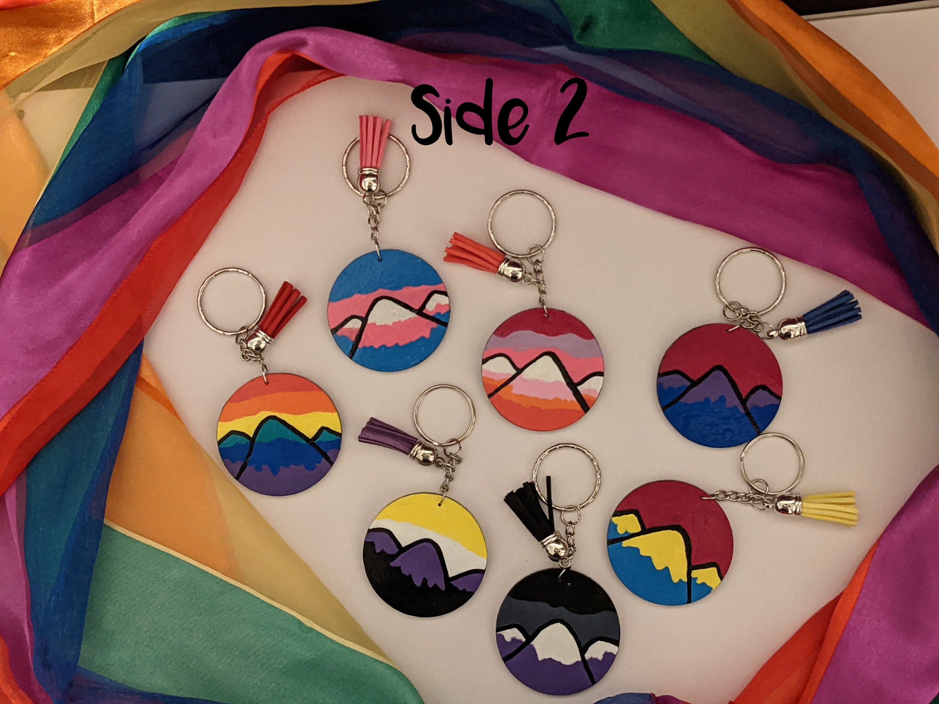 Hand-painted Pride Flag Mountain Range Wooden Keying LGBTQIA - Etsy