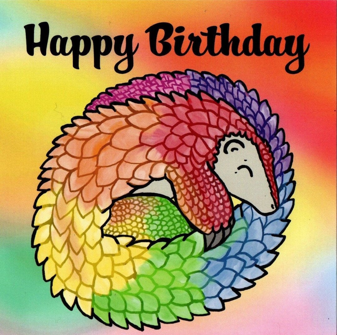 Rainbow Pangolin Birthday Card - Etsy UK