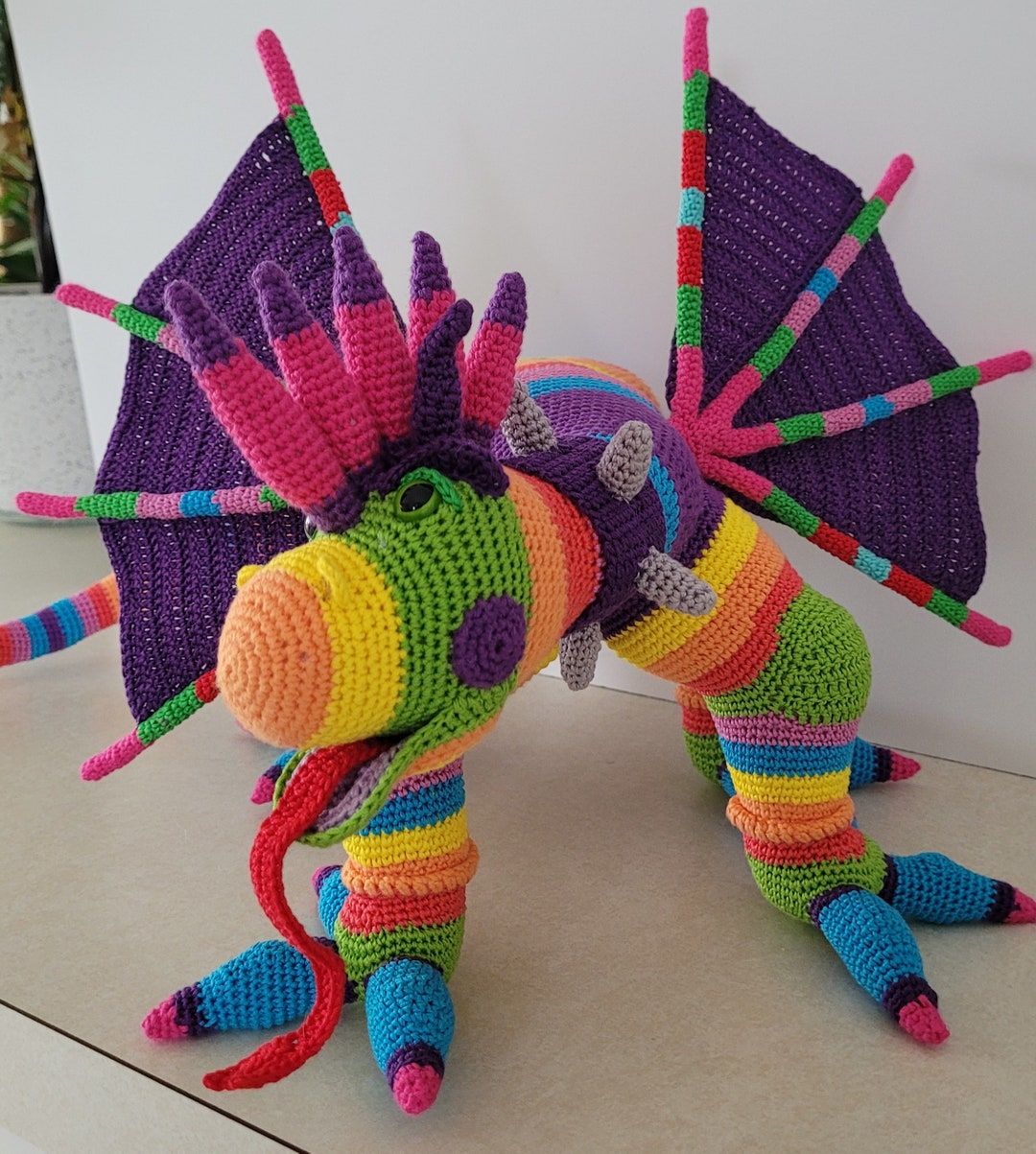 34"finished Crochet Toy PUNKY DRAGON - Etsy